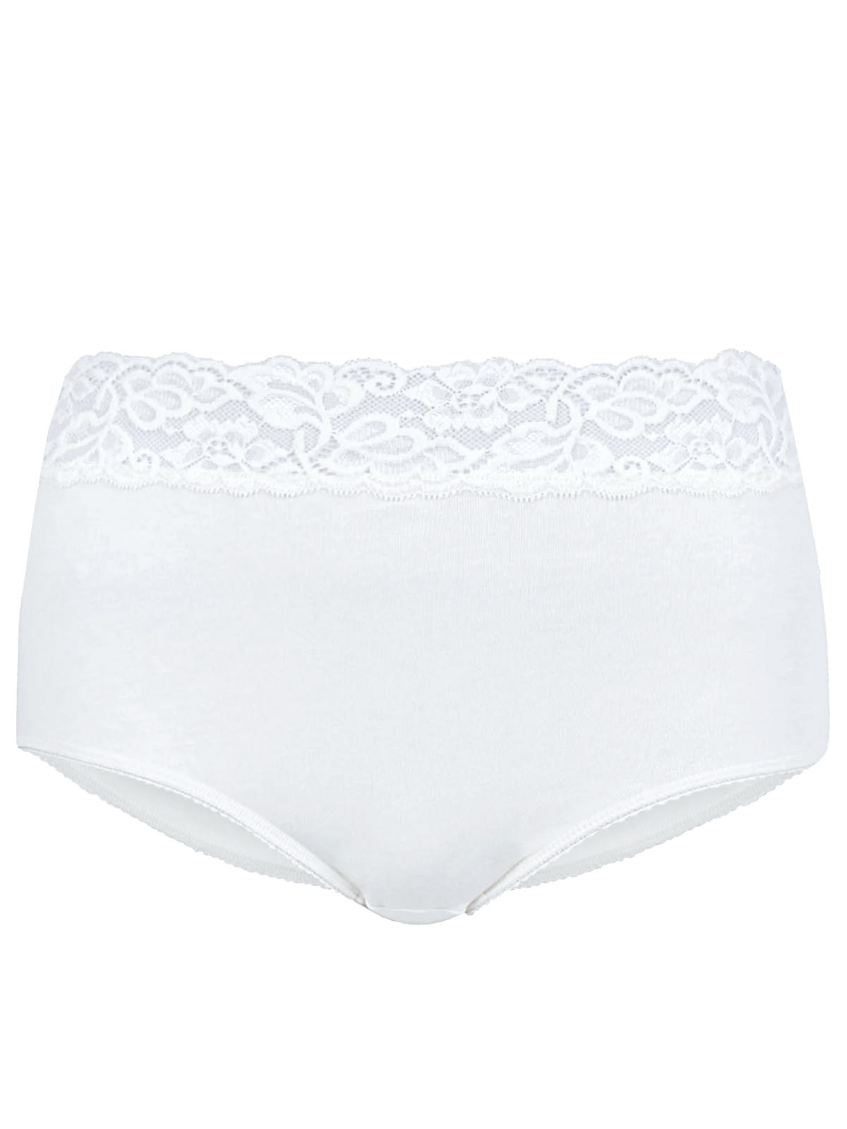 IRREGULAR - WHITE Lace Waist High Rise Full Briefs - Size 10 to 22