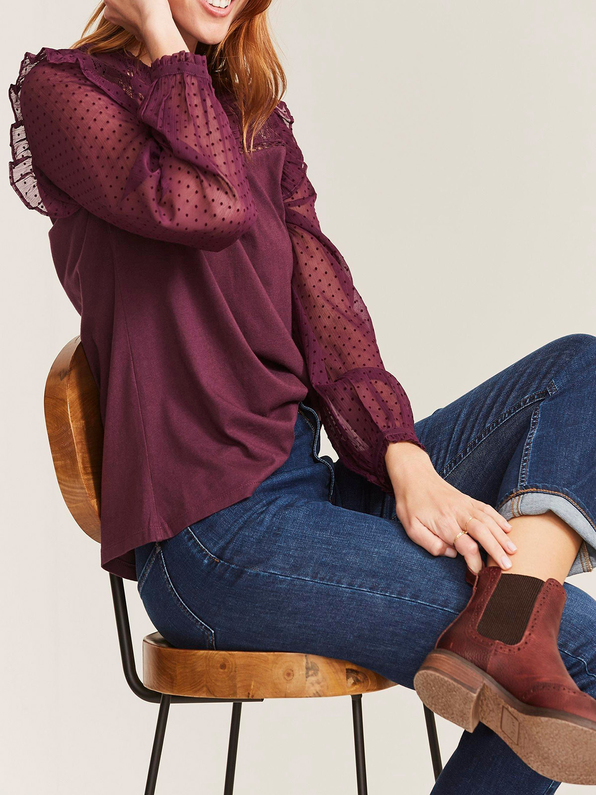 FAT FACE - - FatFace PLUM Lottie Spotted Top - Size 8 to 18