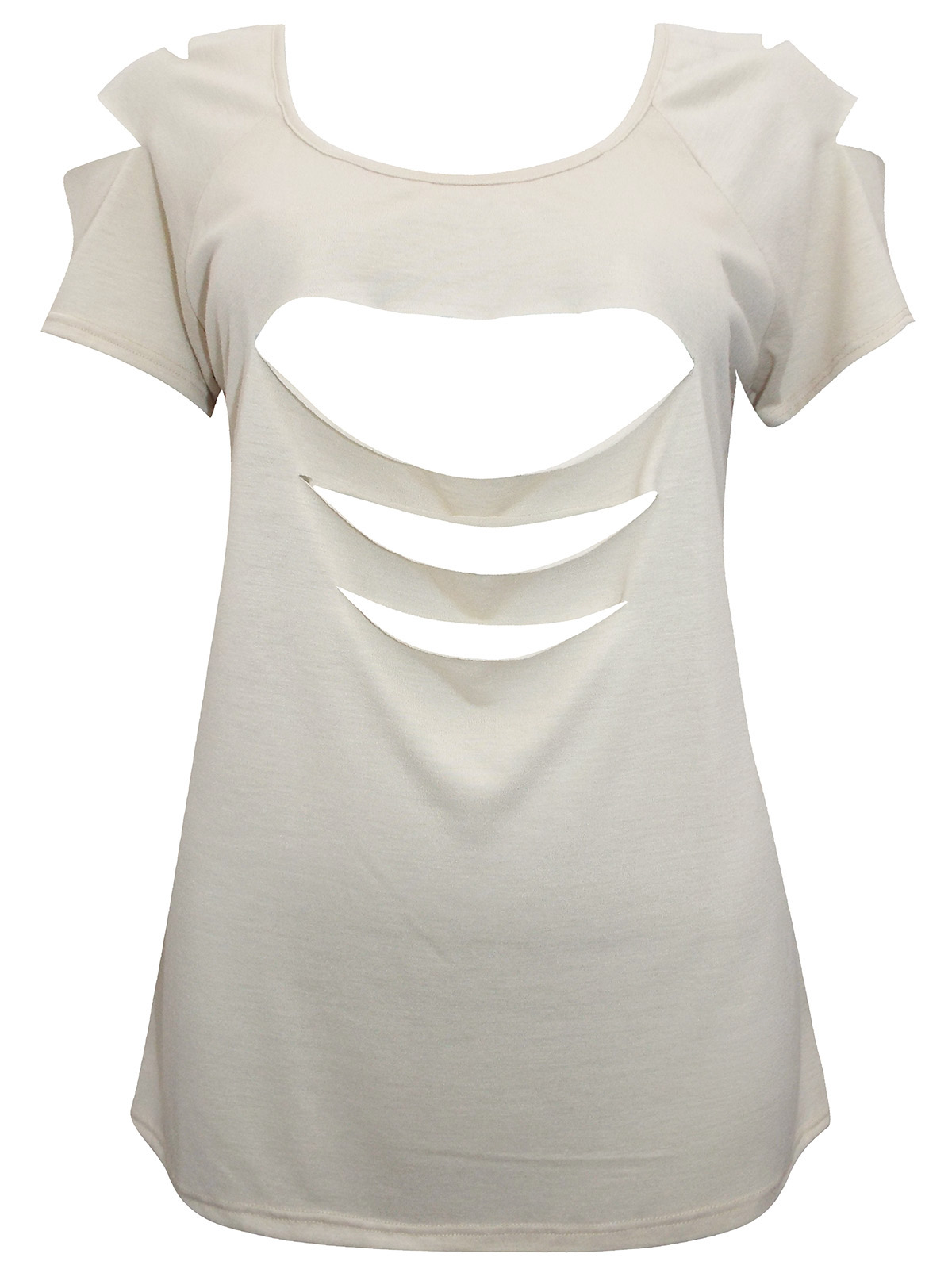 J&D Plus (USA) - - STONE Short Sleeve Slashed Top - Size 16 to 20 (1XL ...