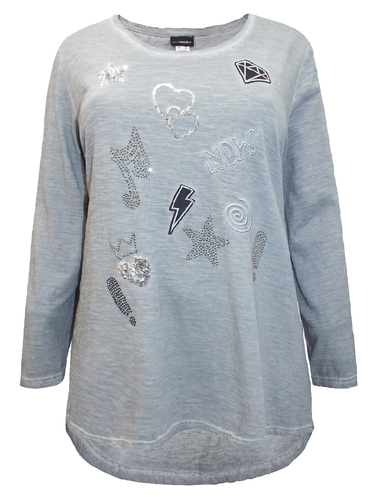 Wholesale Knitwear by Mia Moda - - Mia Moda GREY Pure Cotton Badge ...