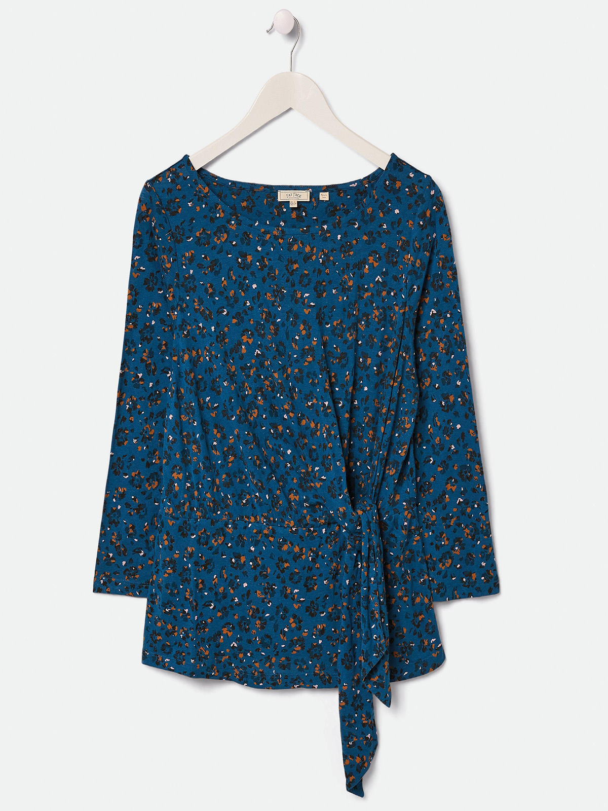 FAT FACE - - Fat Face BLUE Modal Blend Animal Print Tie Side Top - Size ...
