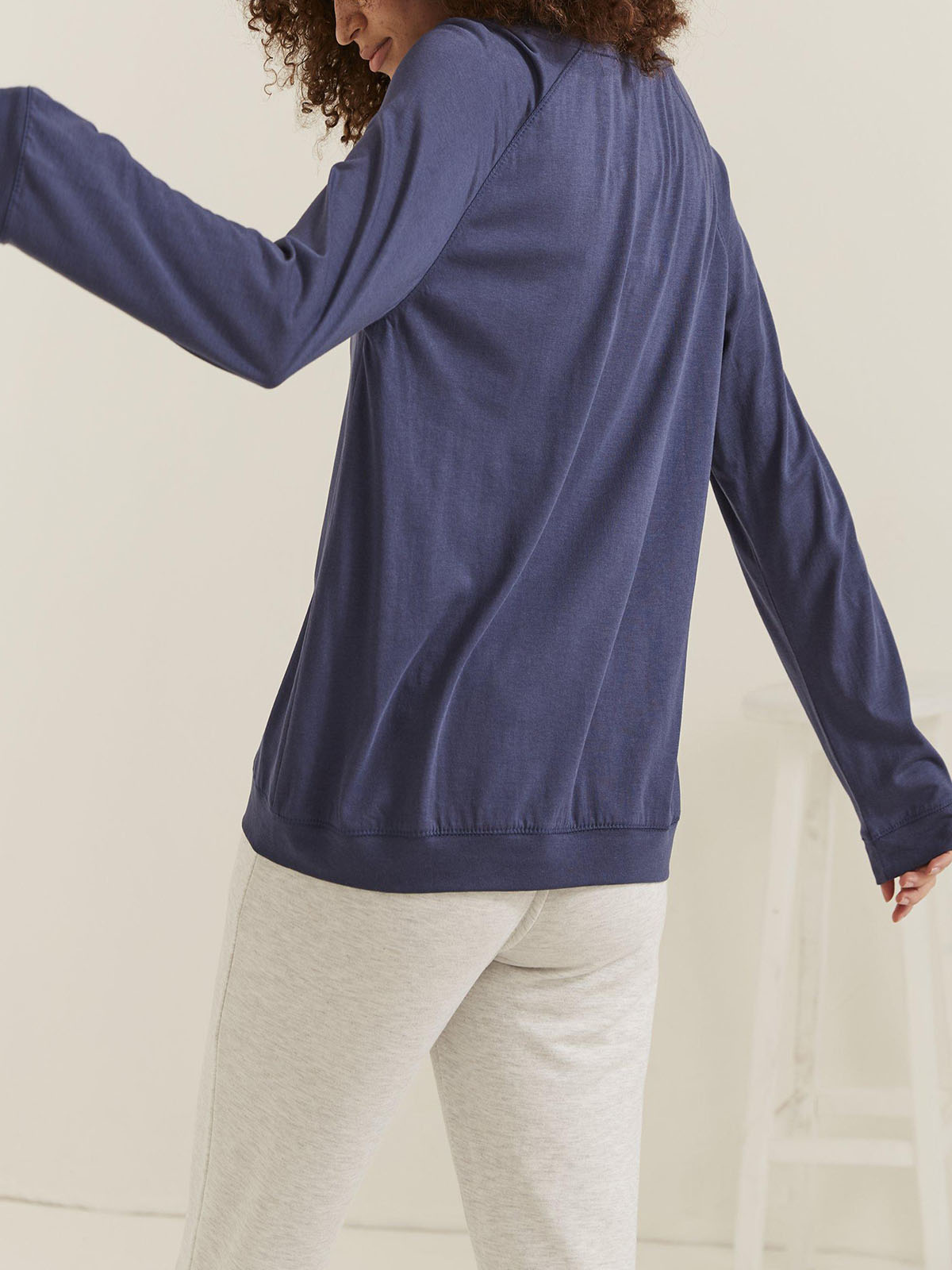FAT FACE - - Fat Face STEEL-BLUE Belle Sweatshirt Lounge Top - Size 12 ...