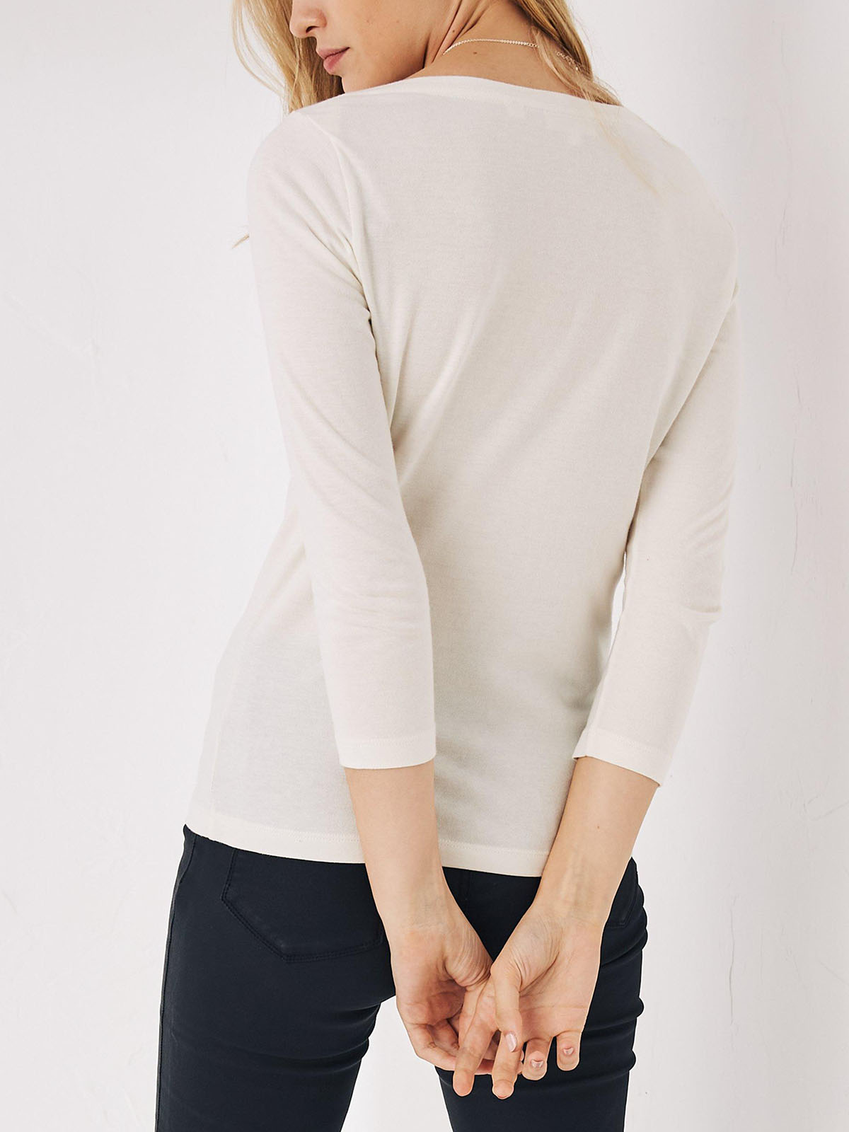 FAT FACE - - Fat Face IVORY Cotton Bobby Wrap Boat Neck Top - Plus Size ...