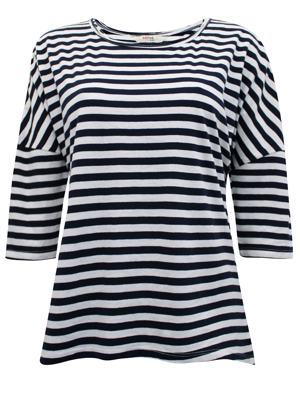 Red Tag - - Red Tag NAVY Pure Cotton Striped 3/4 Sleeve Top - Size 8 to 18