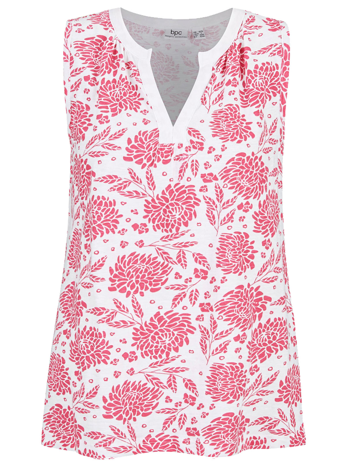 BPC - - BPC WHITE Pure Cotton Sleeveless Notch Neck Top - Plus Size 14/ ...