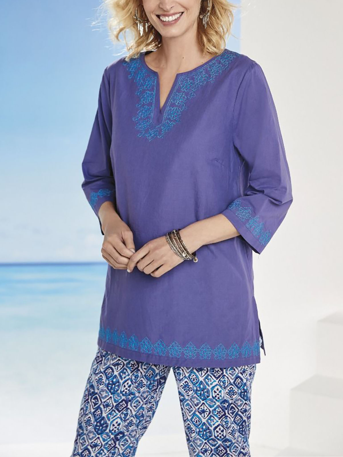 Lily Ella - - L.E. VIOLET Arial Embroidered Tunic - Size 10 to 14
