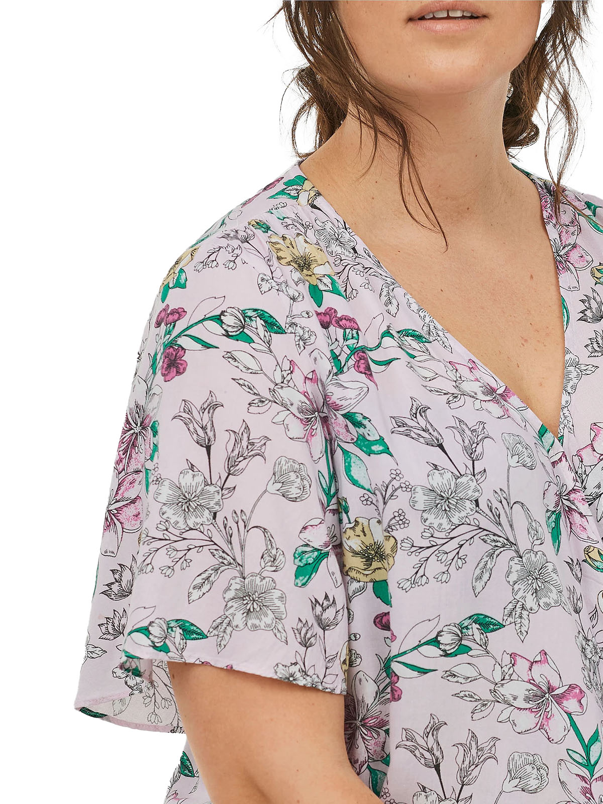 Ellos - - PINK Floral Print Wrap Blouse - Plus Size 18 to 24 (EU 44 to 50)