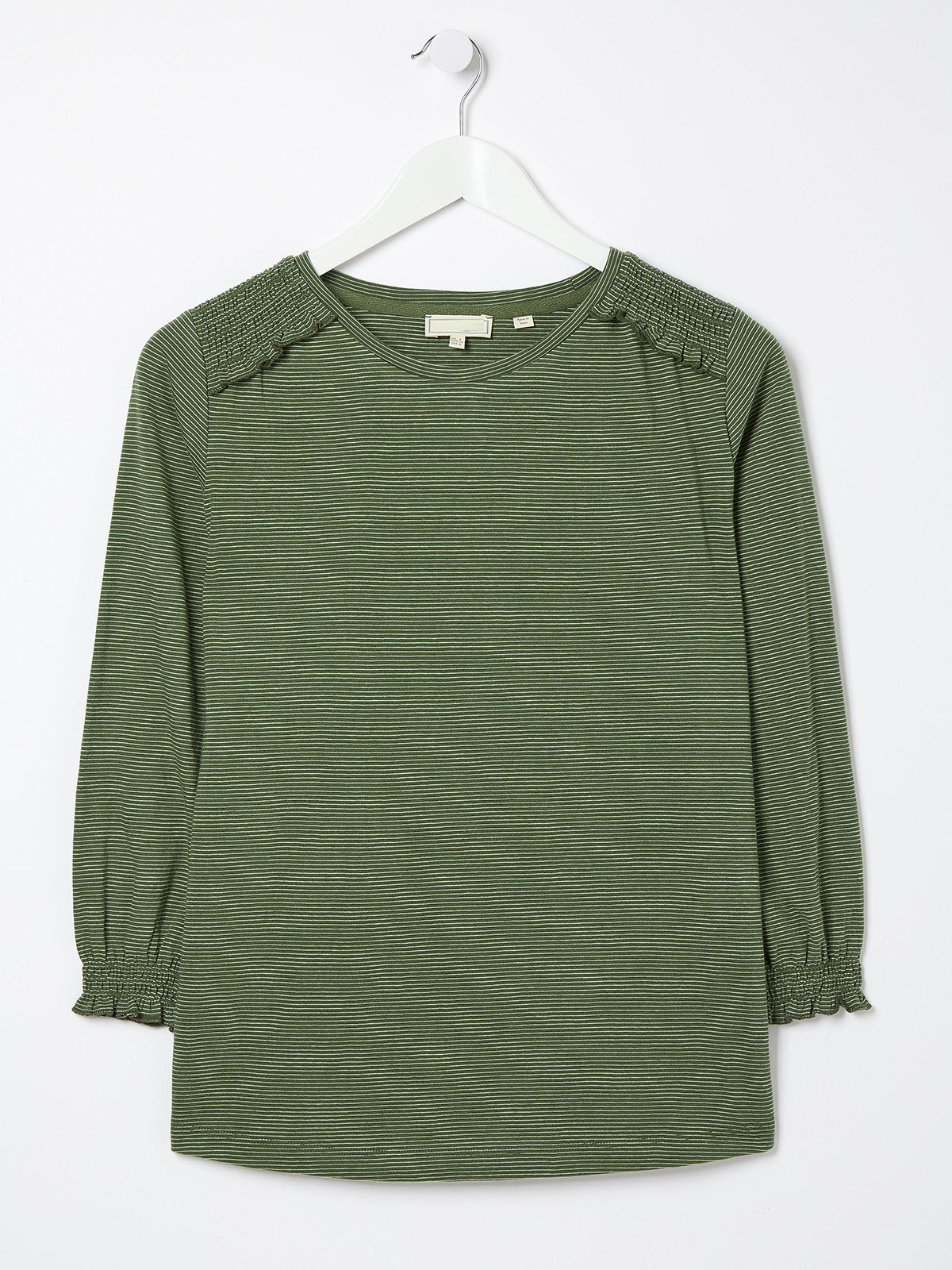 FAT FACE - - FF DARK-GREEN Darcy Stripe Top - Size 8 to 18