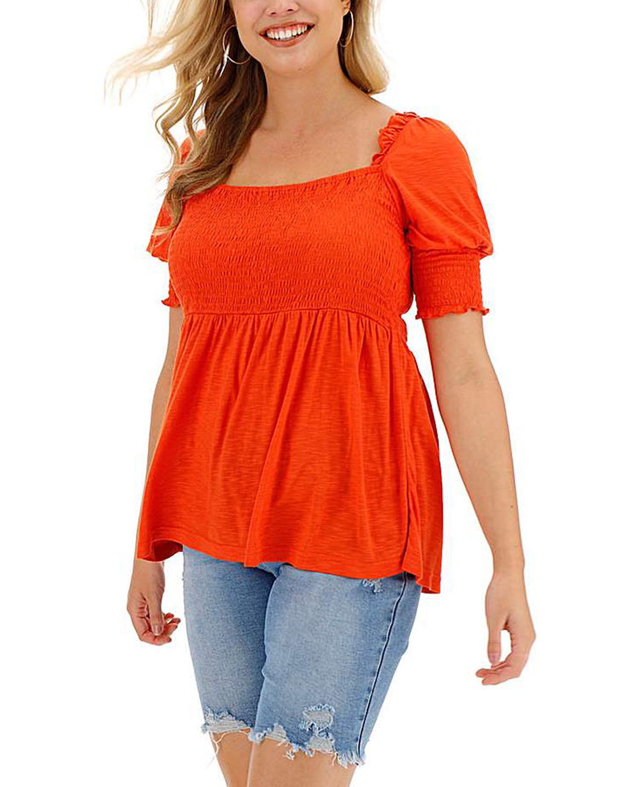 Plus Size wholesale clothing by simply be - - ORANGE Shirred Square ...