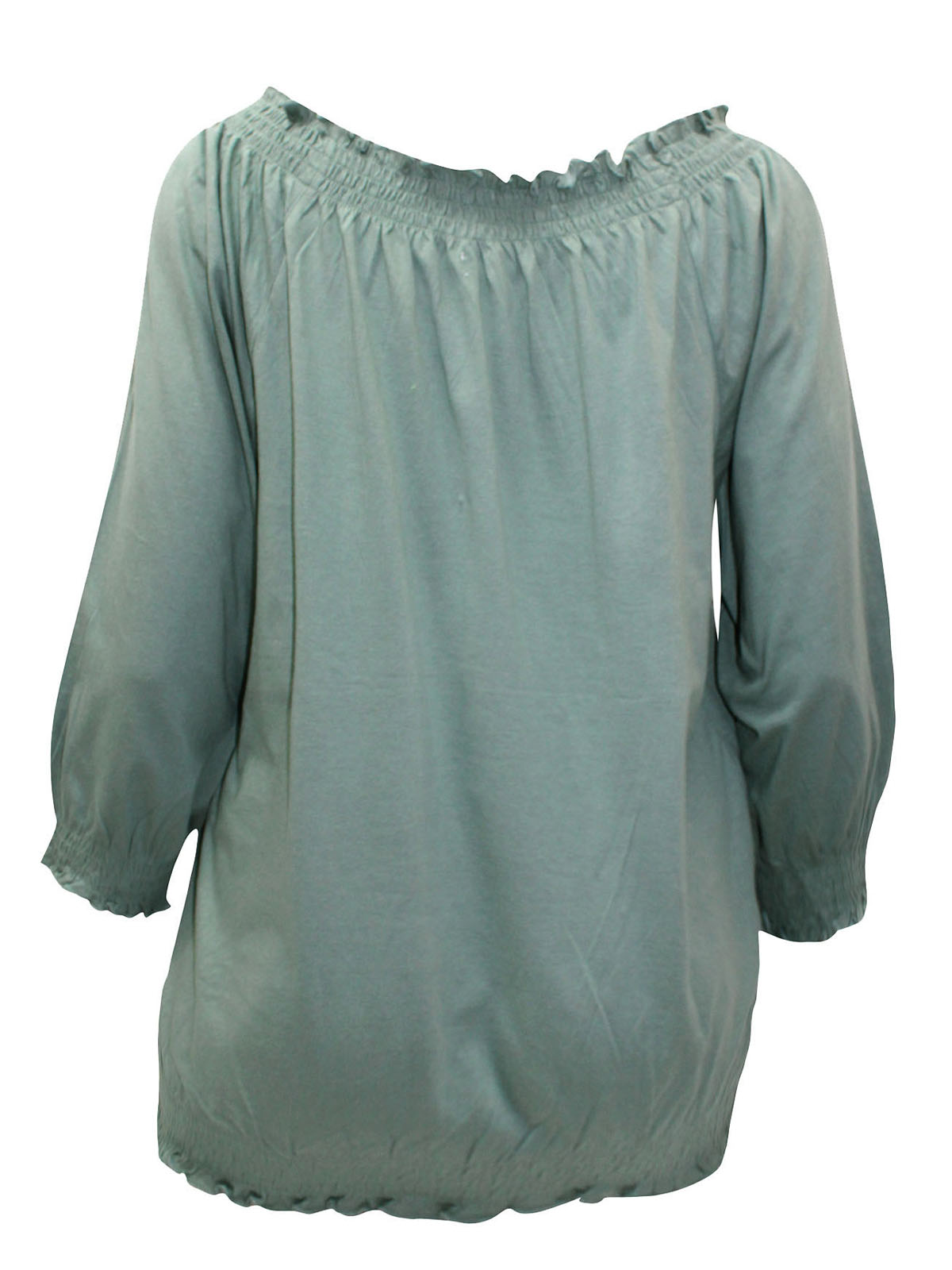 Collection Venca - - SAGE-GREEN Pure Cotton Tie Neck Gypsy Top - Plus ...