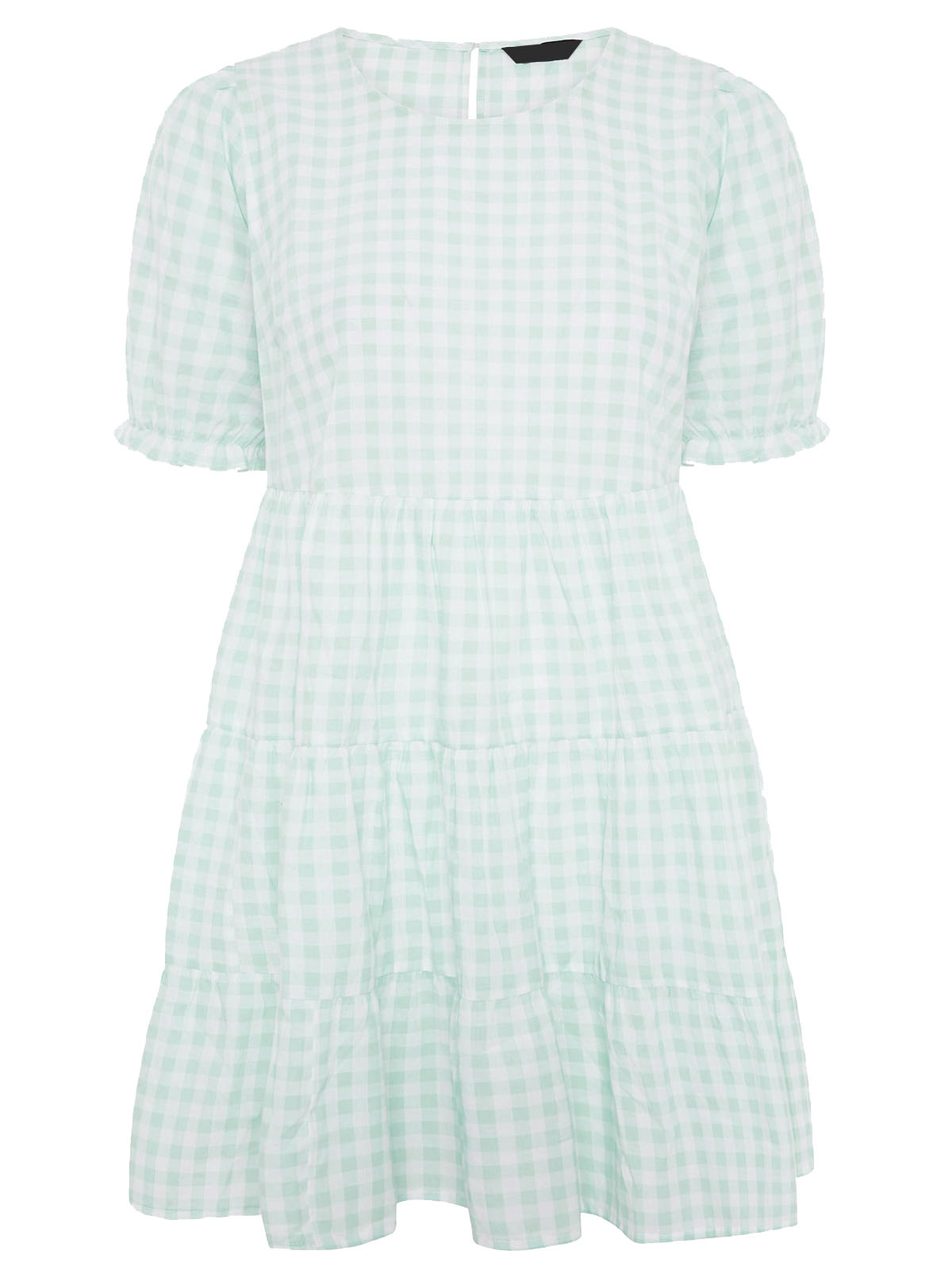 CURVE - - MINT-GREEN Gingham Tiered Tunic Top - Plus Size 18 to 24