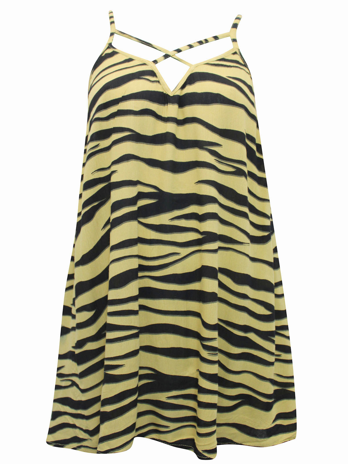 CURVE - - PLUS YELLOW Zebra Print Strappy Swing Cami Top - Plus Size 16 ...