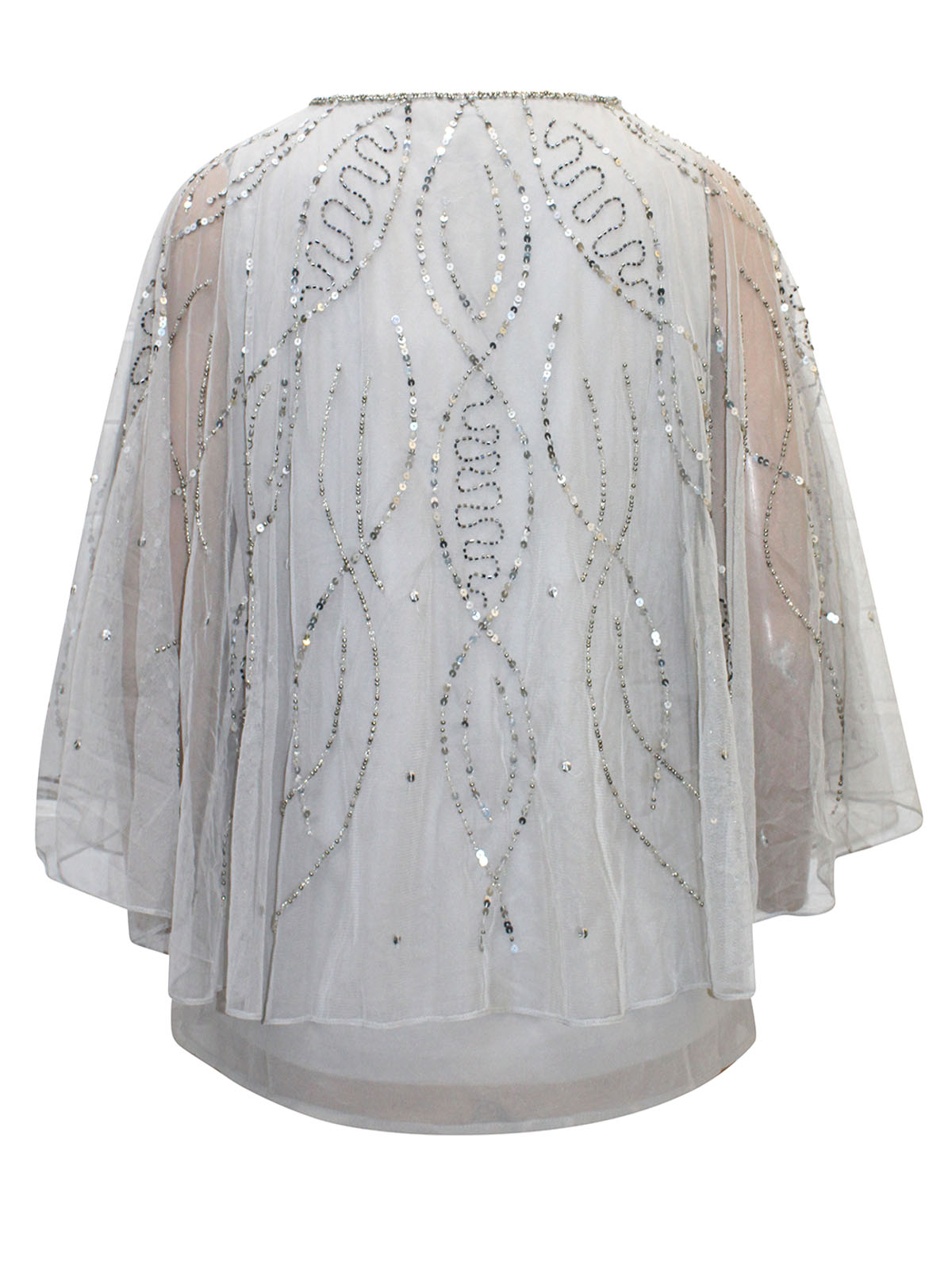 Nightingales - - SILVER Sequin & Beaded Embellished Cape Top - Size 10 ...