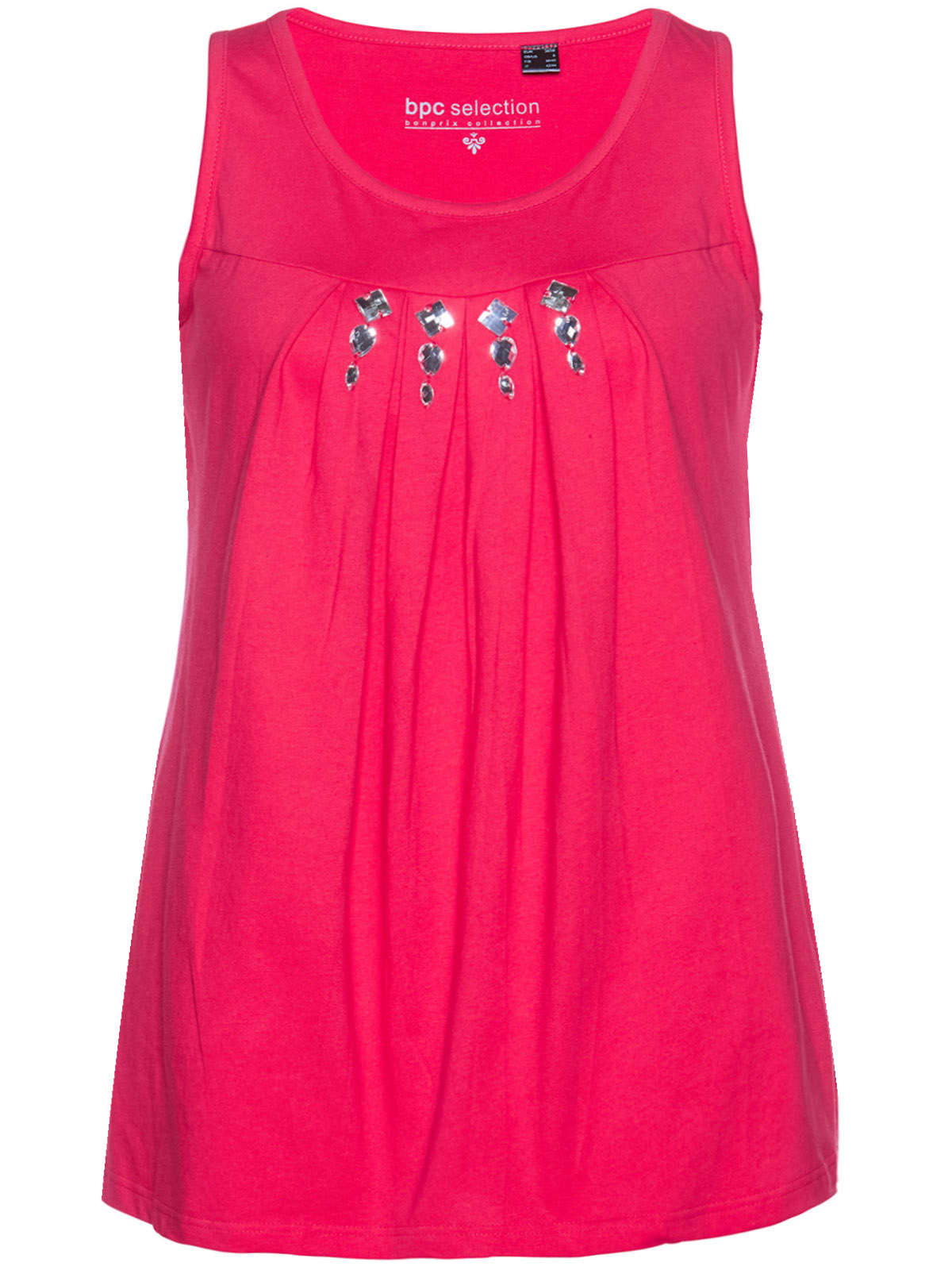 BPC - - HOT-PINK Pure Cotton Sleeveless Jewel Embellished Pleat Detail ...