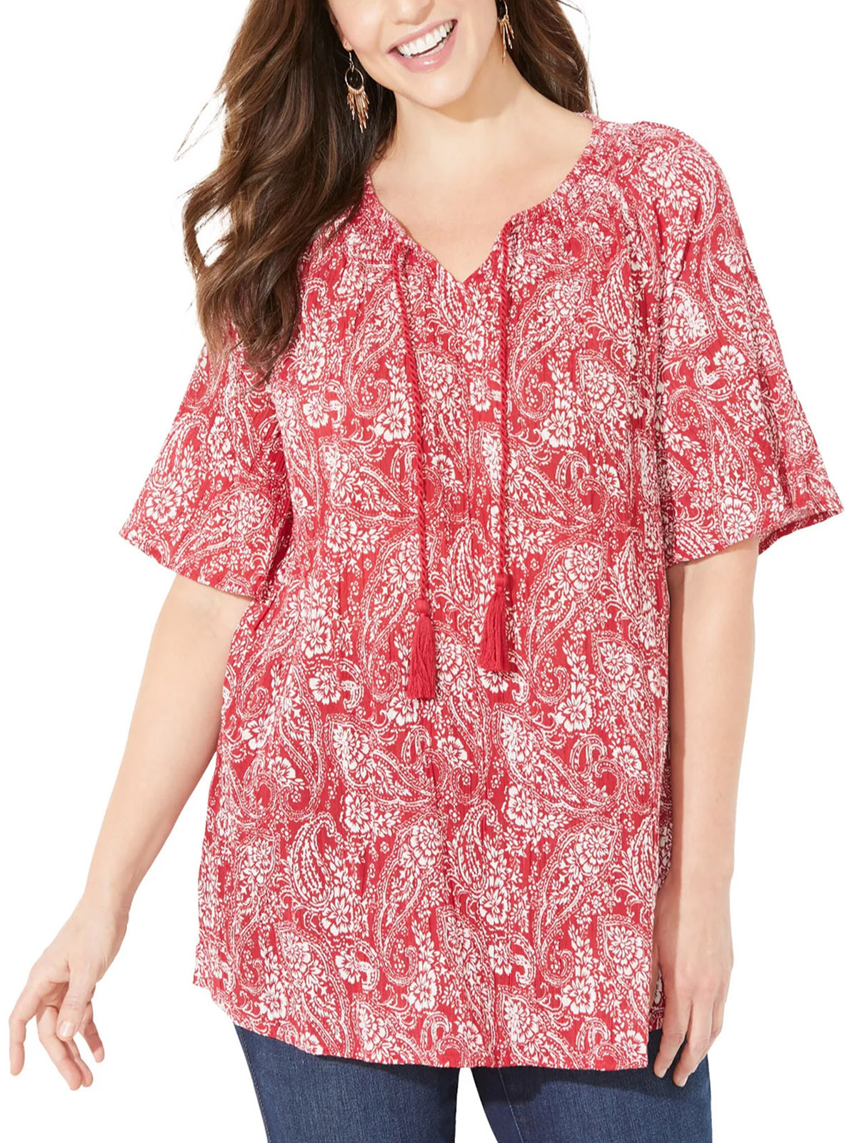 Wholesale CATHERINES Plus Size Clothing - - RED Paisley Print Gauze ...