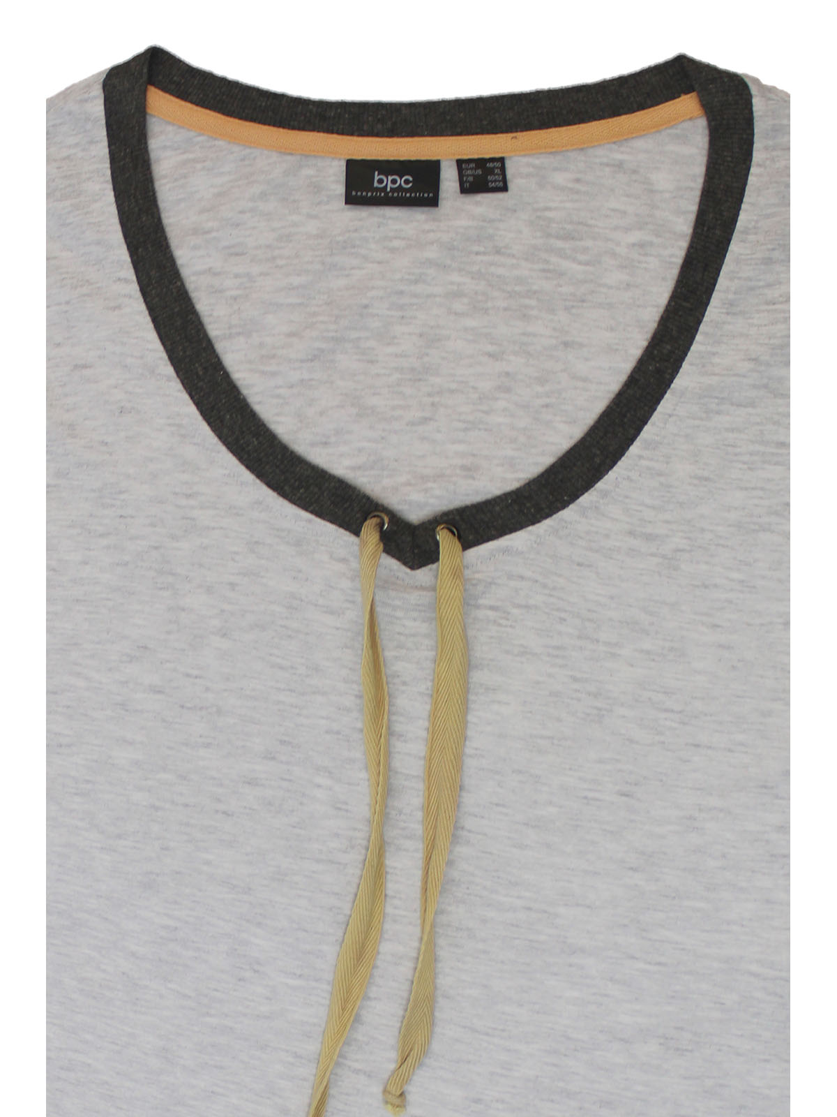BPC - - LIGHT-GREY Pure Cotton Contrast Trim Drawcord Top - Plus Size ...