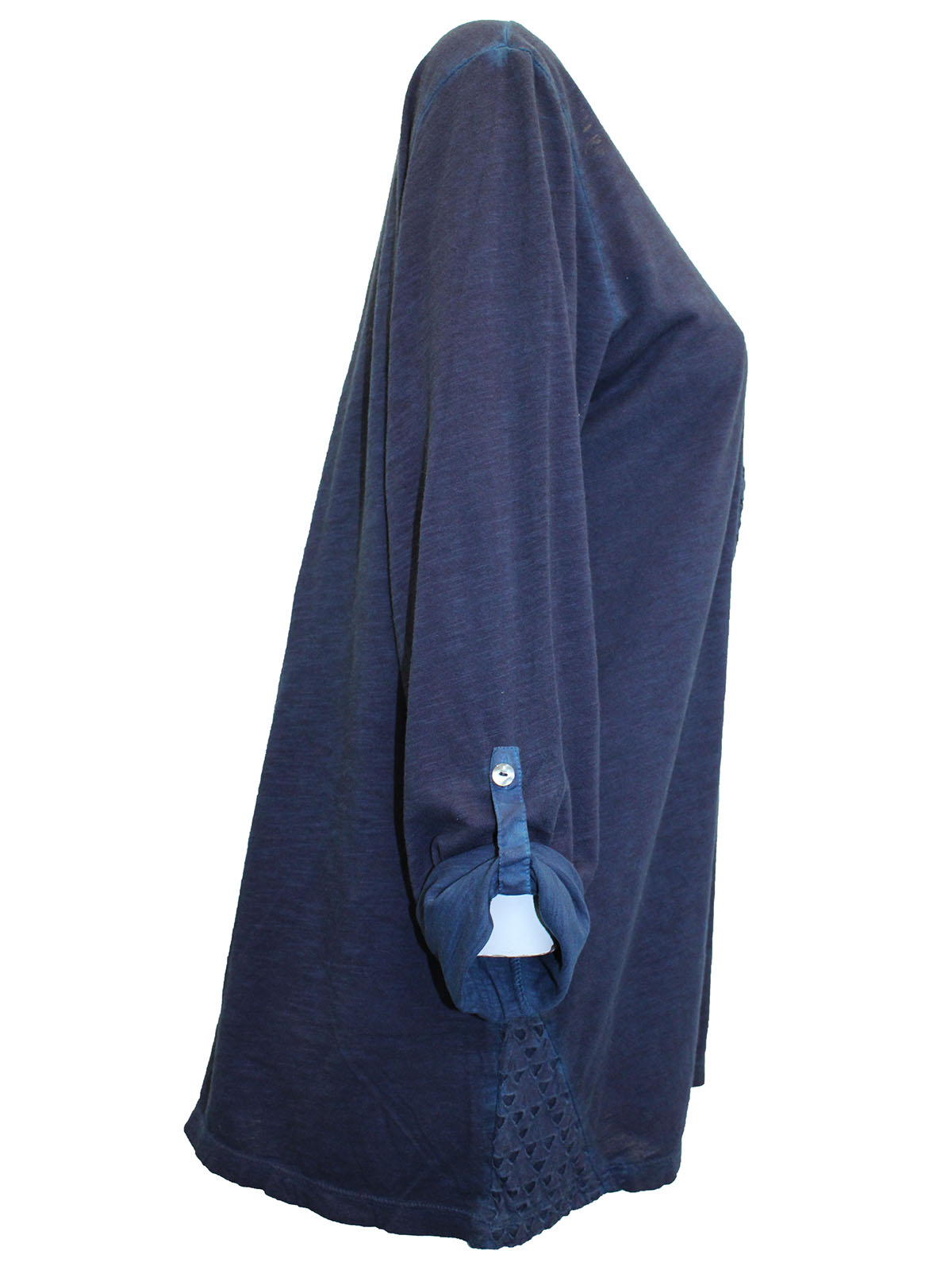 Ulla Popken PLUS - - NAVY Lace Insert Cold Dye Top - Plus Size 16/18 to ...