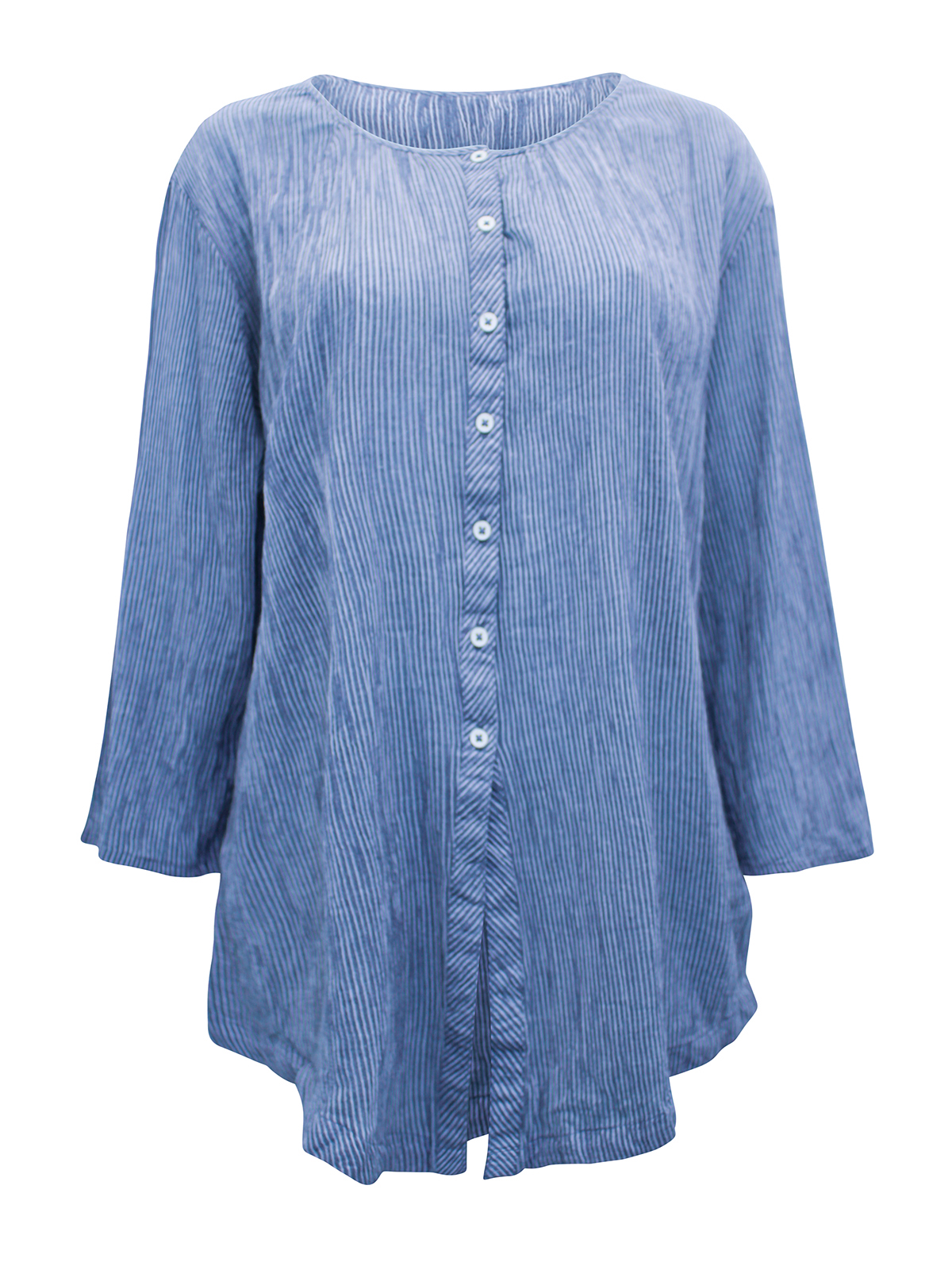 FAT FACE - - BLUE Pure Cotton Striped Button Front Top - Size 6 to 16