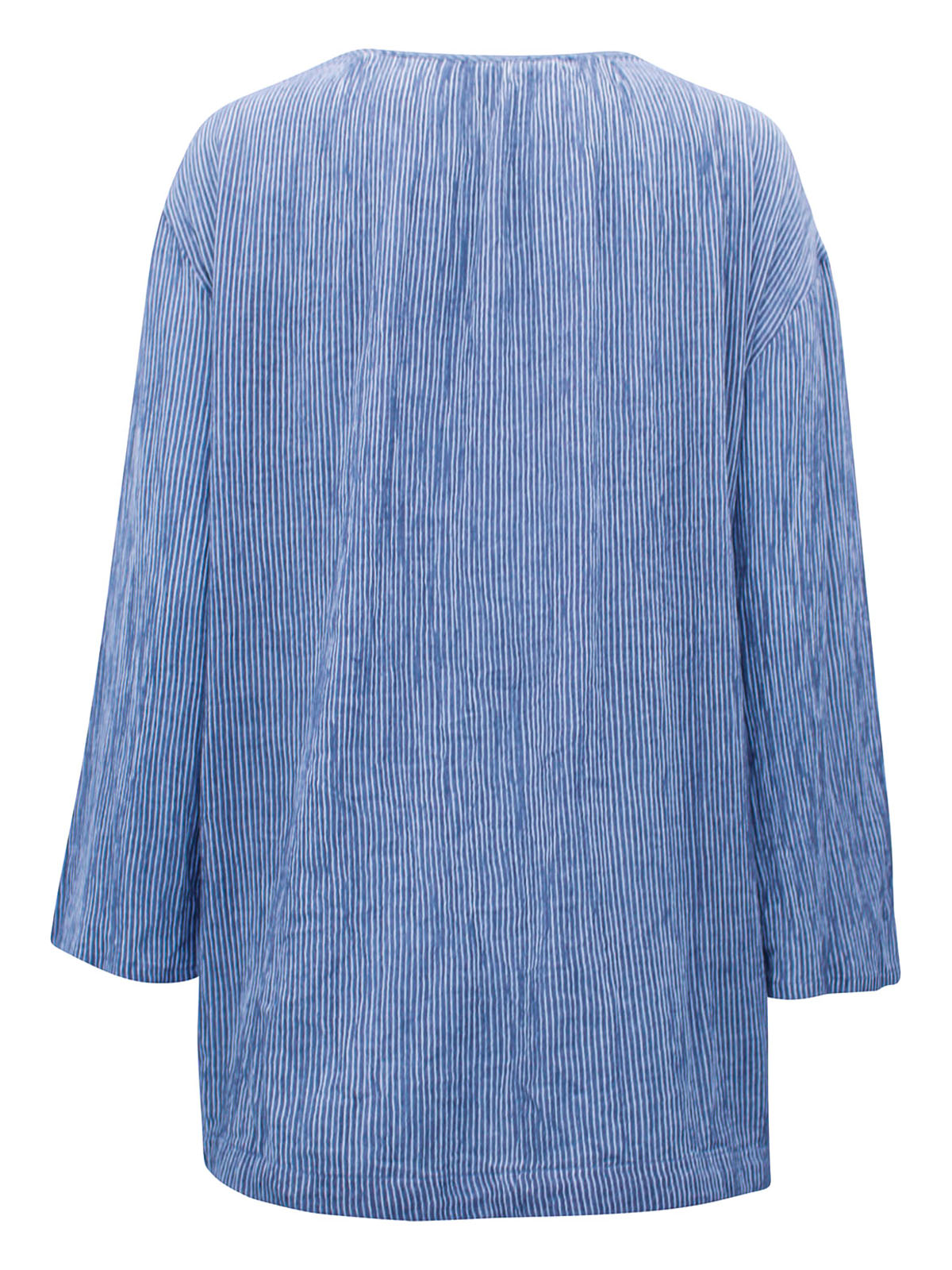 FAT FACE - - BLUE Pure Cotton Striped Button Front Top - Size 6 to 16