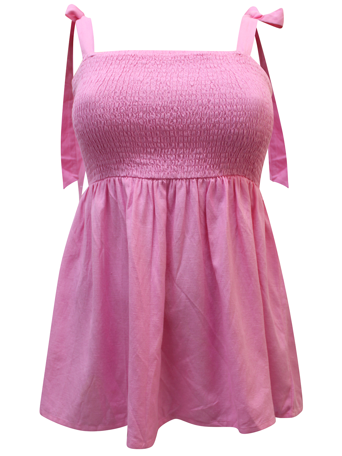 Plus Size wholesale clothing by simply be - - PINK Tie Straps Shirred ...