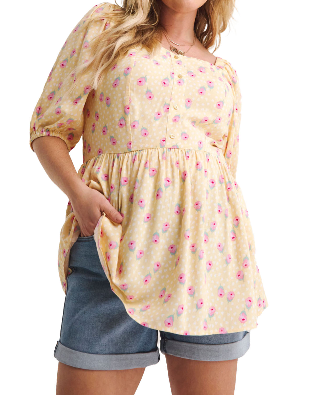 Plus Size wholesale clothing by simply be - - PEACH Floral Print ...