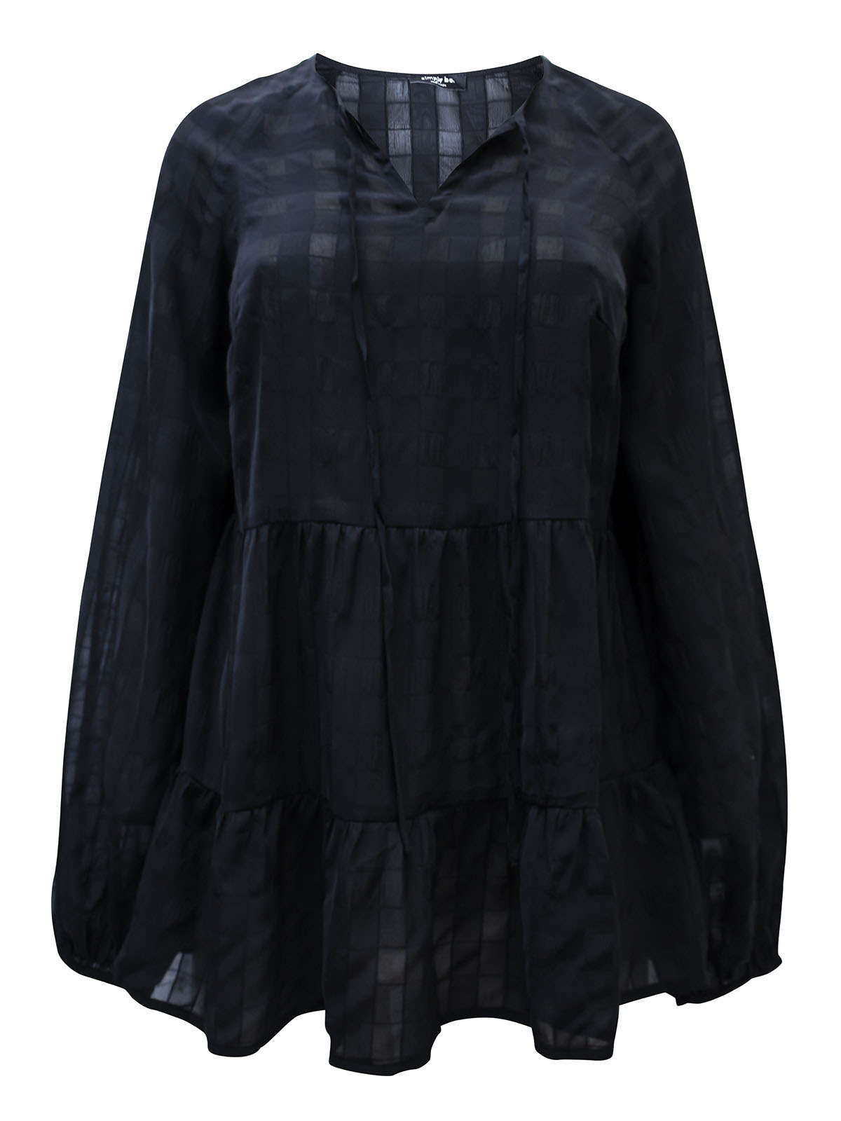 Plus Size wholesale clothing by simply be - - BLACK Sheer Gingham Smock ...