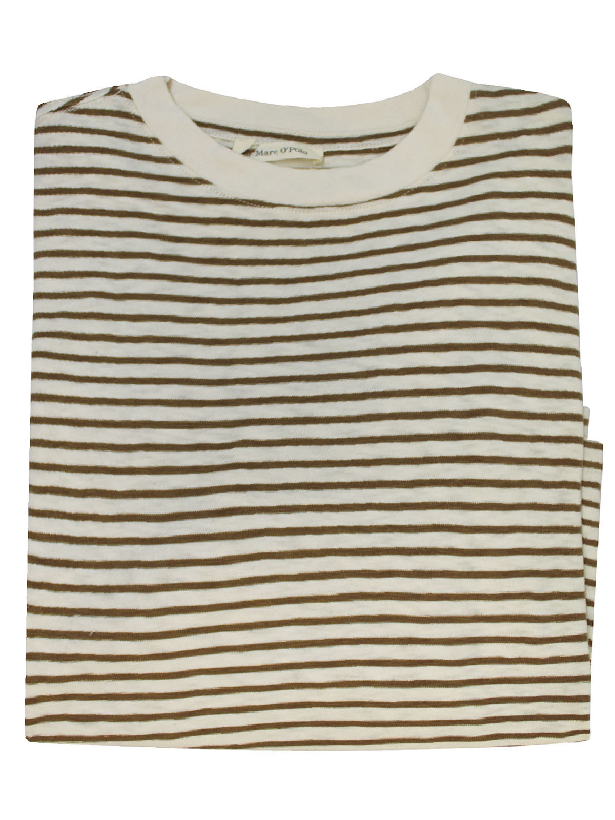 Marc O'Polo Denim - - BROWN/CREAM Pure Cotton Banded Trim Striped Half ...