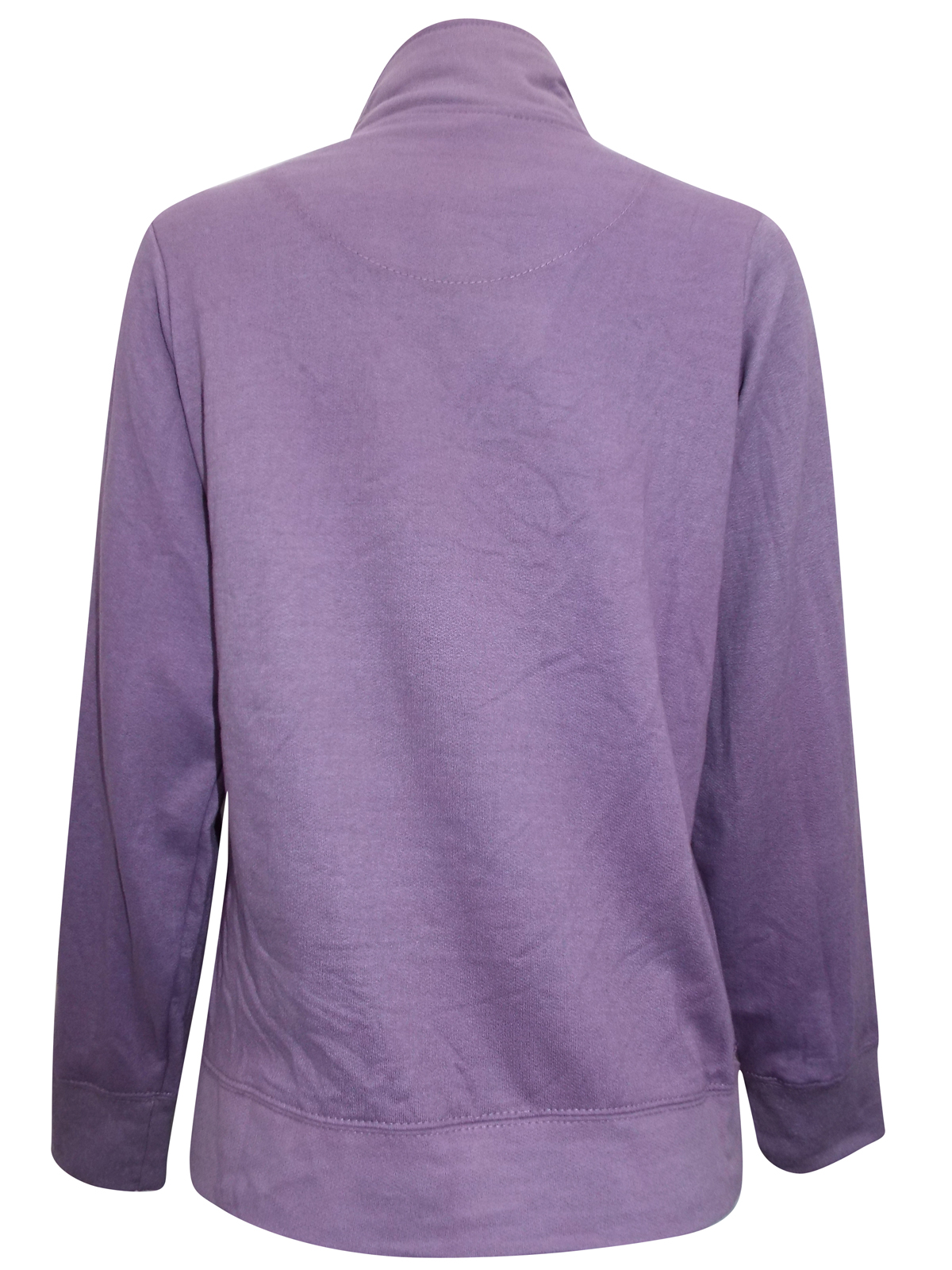 PURPLE Cotton Rich Funnel Neck Top - Size XSmall to XXLarge