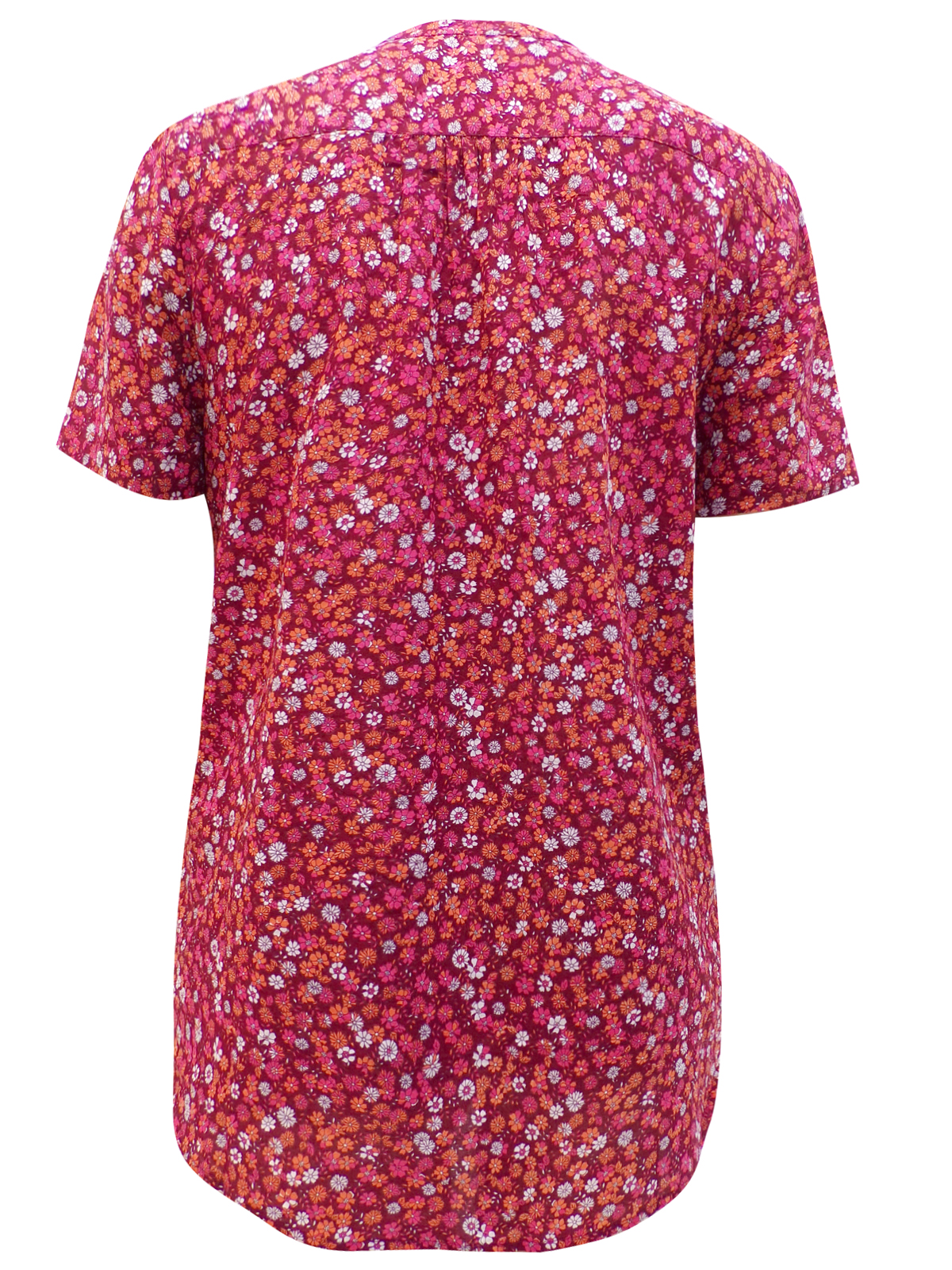 Woman Within - - Woman Within RED Floral Print Pleated Short Sleeve ...