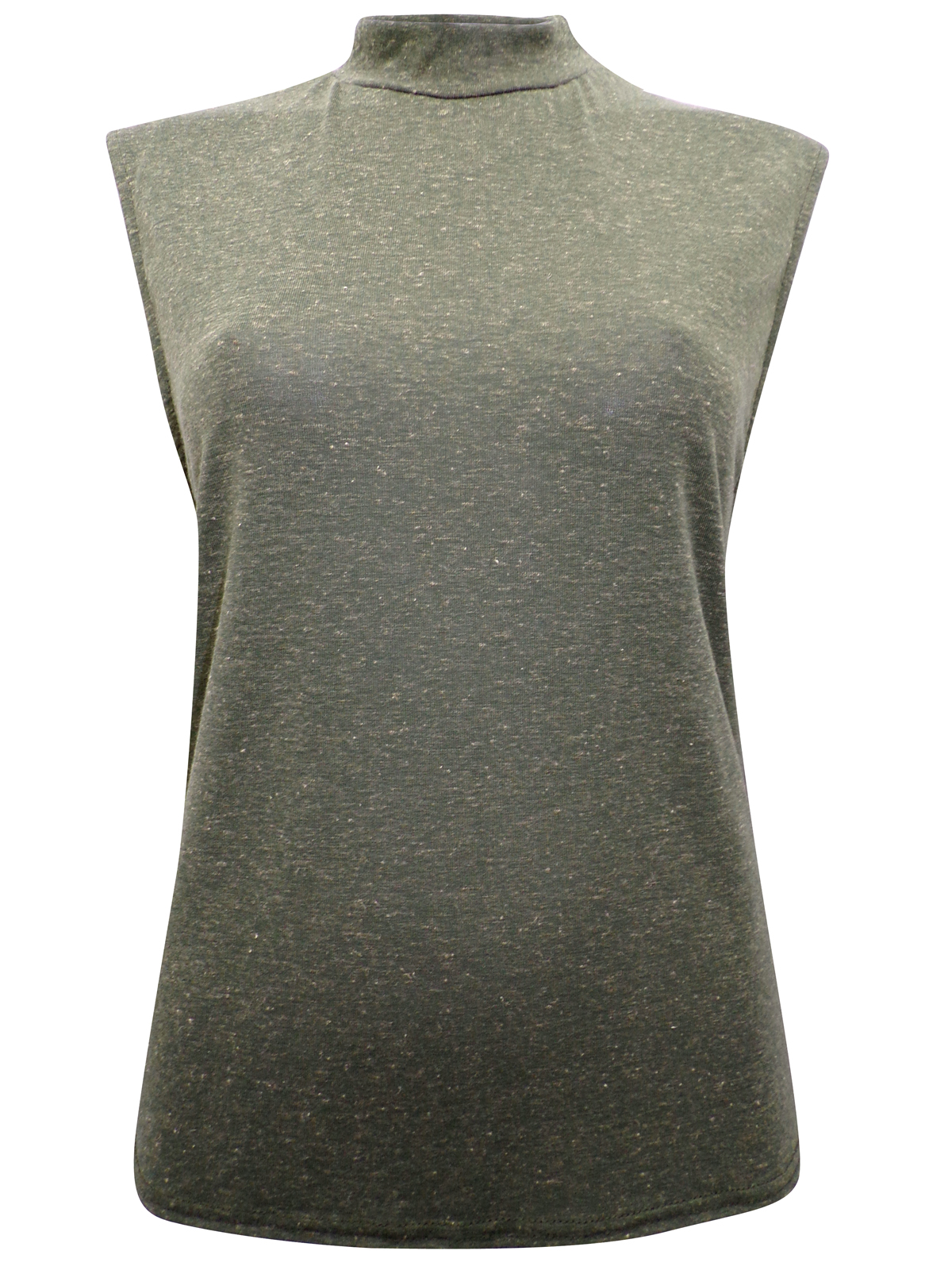 Missguided - - Missguided GREEN-MARL High Neck Dropped Armhole Top ...