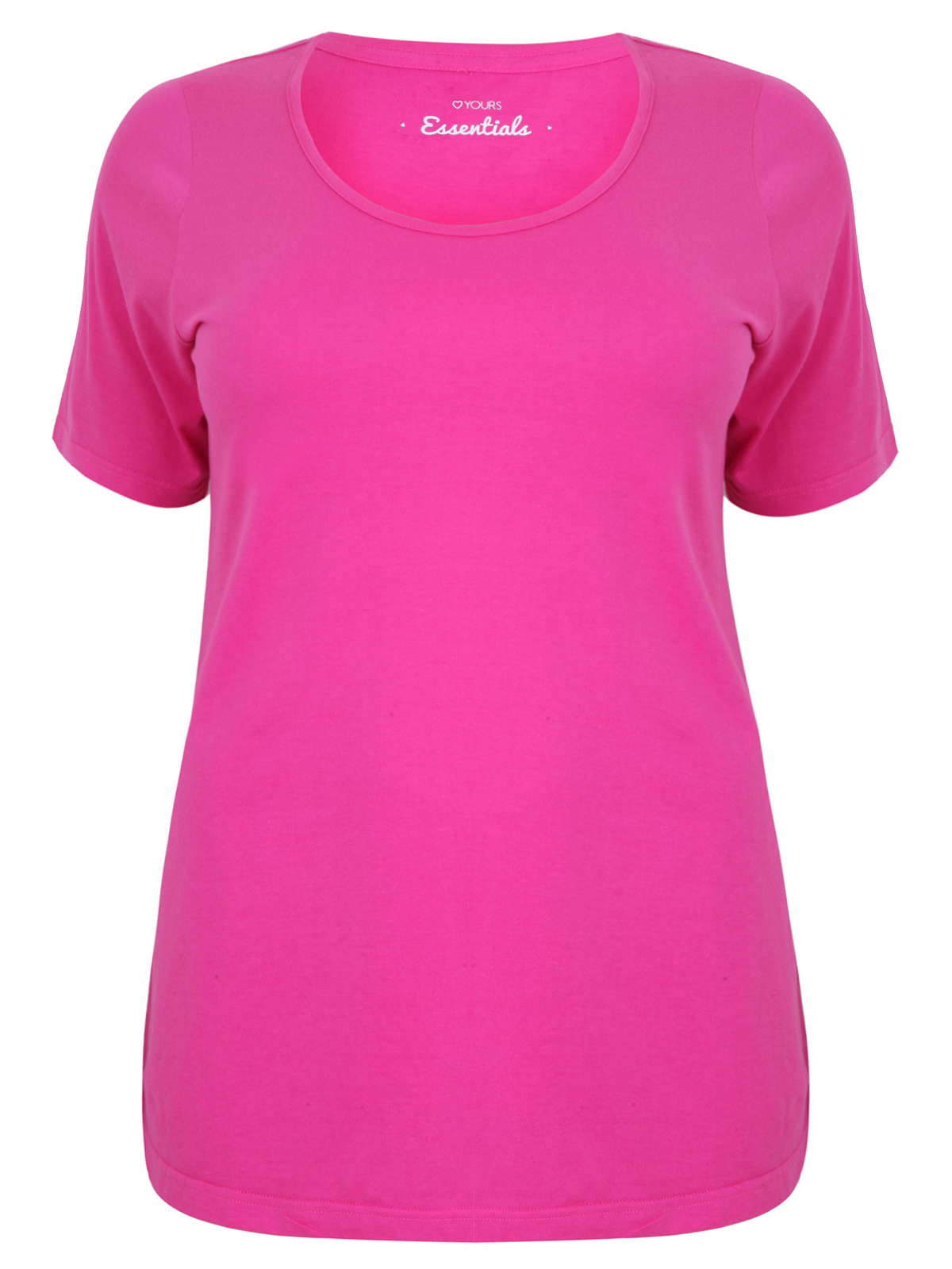 CURVE - - HOT-PINK Short Sleeve Pure Cotton Scoop Neck T-Shirt - Plus ...