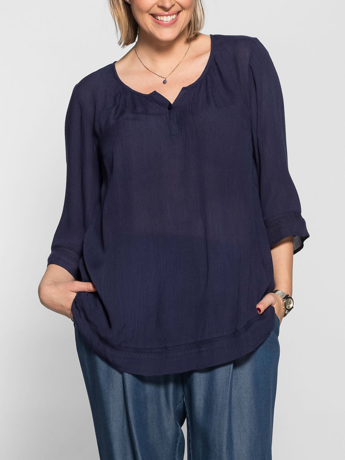 Wholesale Designer Plus Size Clothing by Sheego - - Sheego NAVY Crinkle ...