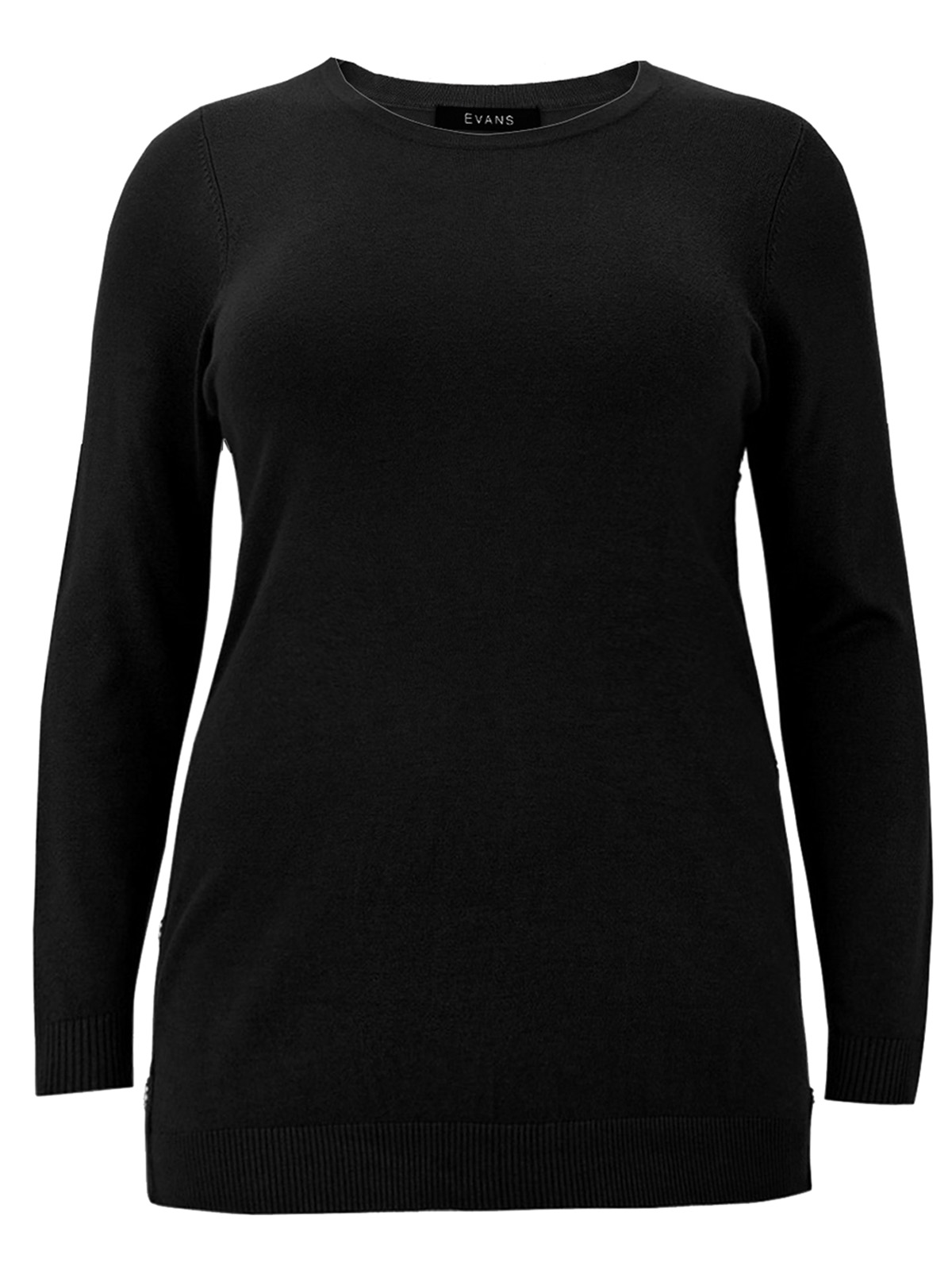 BLACK Long Sleeve Popper Side Jumper - Plus Size 14 to 30/32