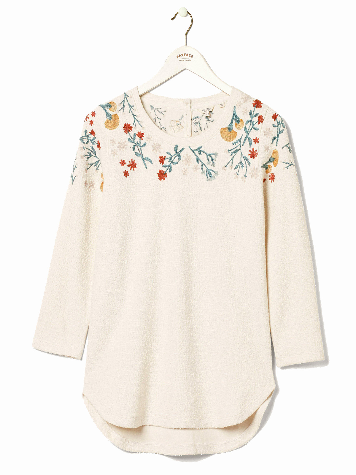 FAT FACE - - FatFace NATURAL IVORY Bea Embroidered Crew Neck Sweat ...
