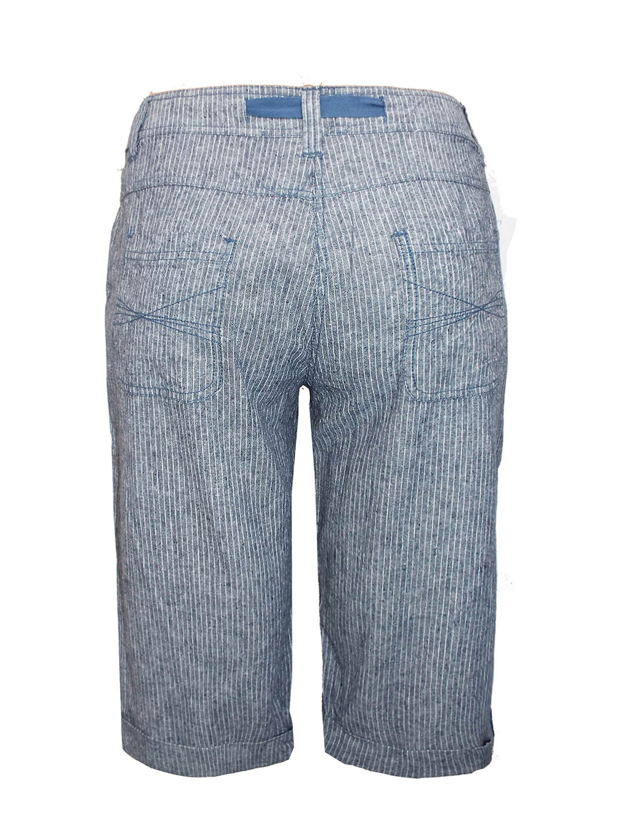 BHS - - BH5 NAVY Linen Blend Striped Shorts - Size 14 to 16