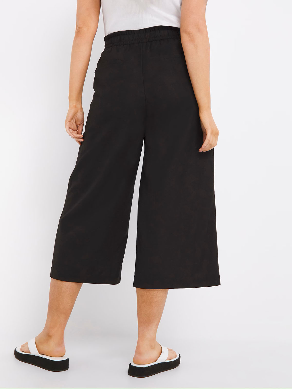 Capsule - - Capsule BLACK Linen Mix Wide Leg Culottes - Plus Size 14 to 32
