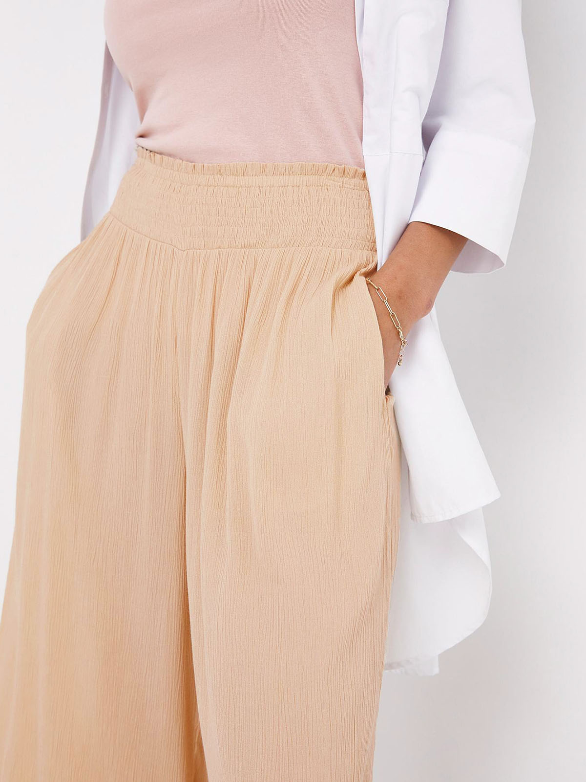 Capsule - - PEACH Crinkle Waist Culottes - Plus Size 20 to 22